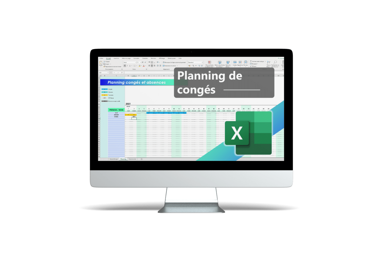 Planning des congés l Tableau Excel l BTP